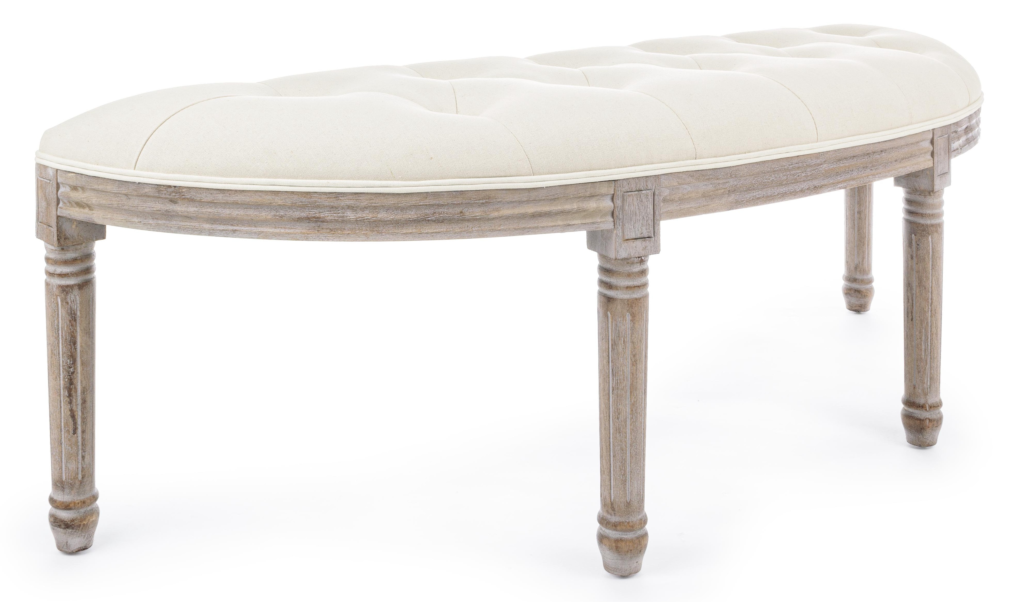 Banc en bois de bouleau et caoutchouc blanc Tilda L 125 cm ...