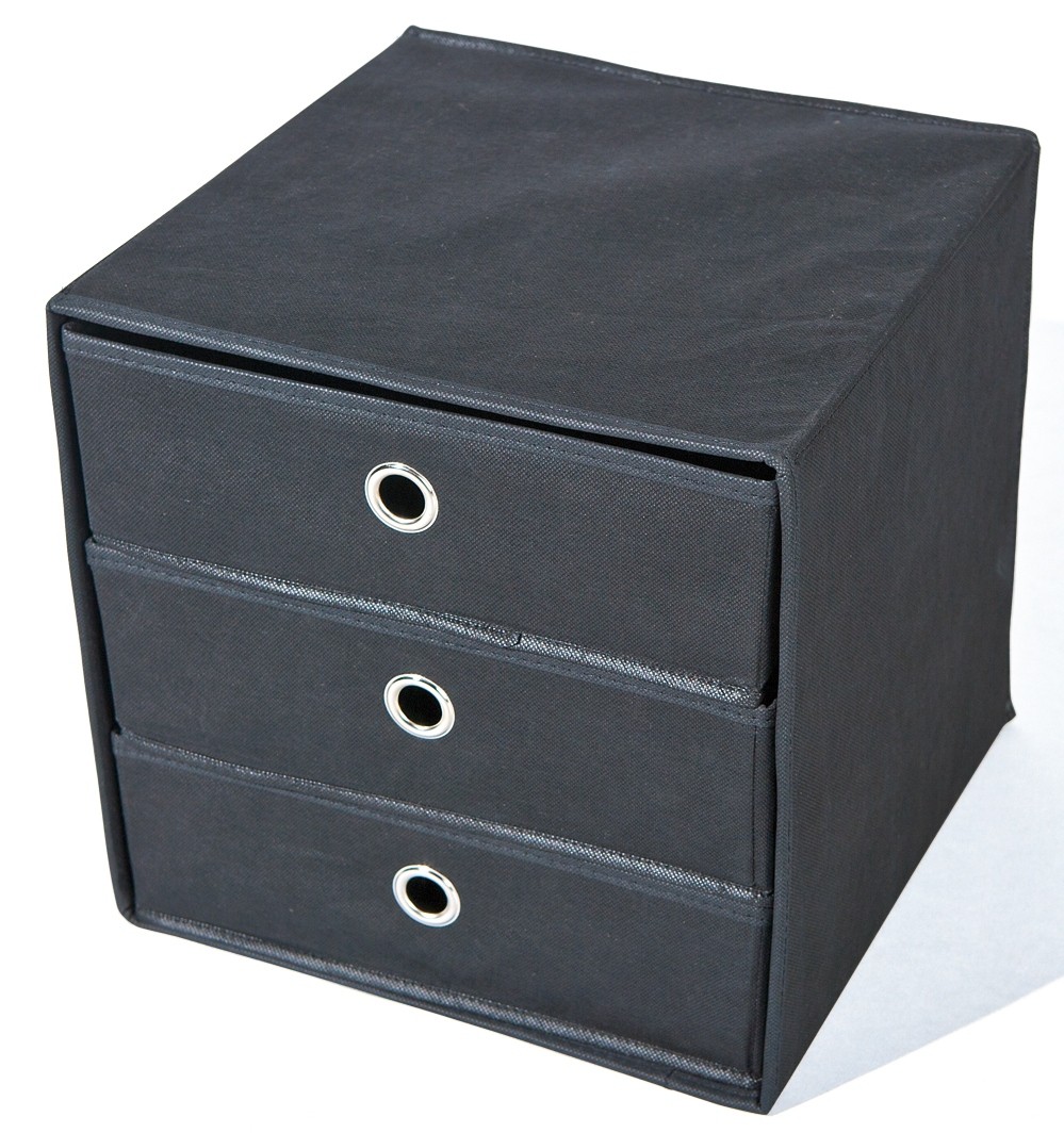 Boîte de rangement 3 tiroirs noire Willo | LesTendances.fr