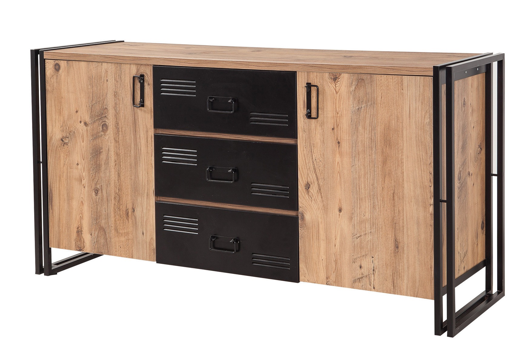 Buffet Senlid Métal Noir et Bois Naturel 863SPH3907 | LesTendances.fr