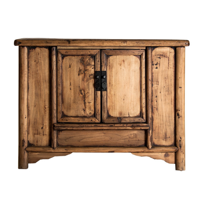 Buffet 2 portes pin massif recyclé clair vieilli Lo | LesTendances.fr