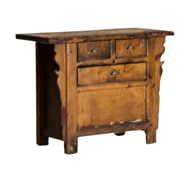 V Home - Buffet 3 tiroirs pin massif recyclé clair Trent | LesTendances.fr