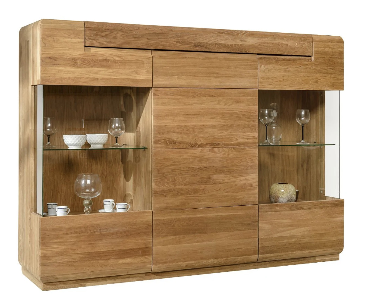 NordicStory buffet en chêne massif avec vitrine Faina | LesTendances.fr