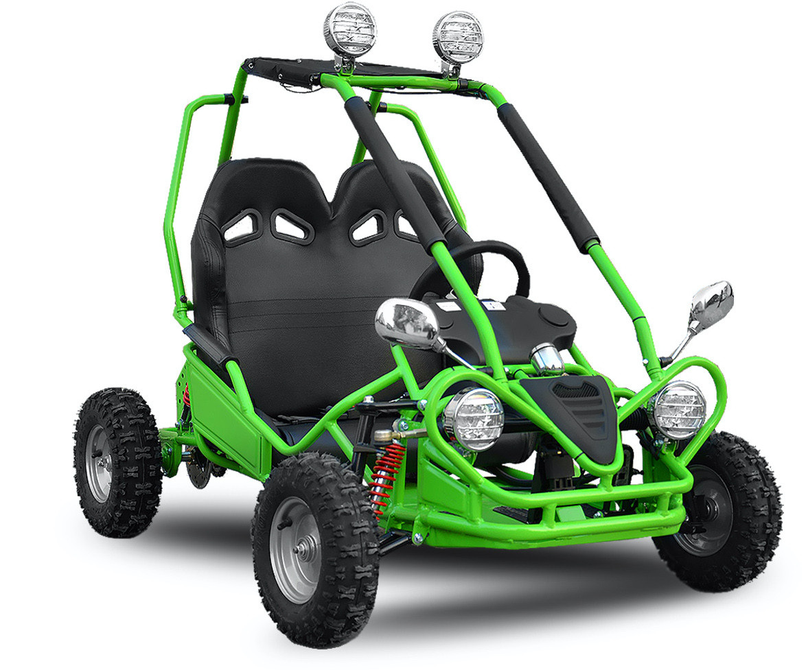 Buggy enfant électrique vert 450W avec marche arrière | LesTendances.fr