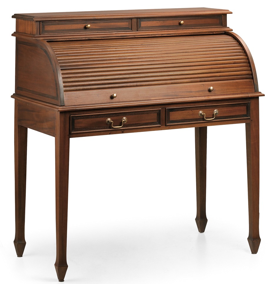 Bureau secrétaire en bois d'acajou marron CASTLE - Style colonial ...