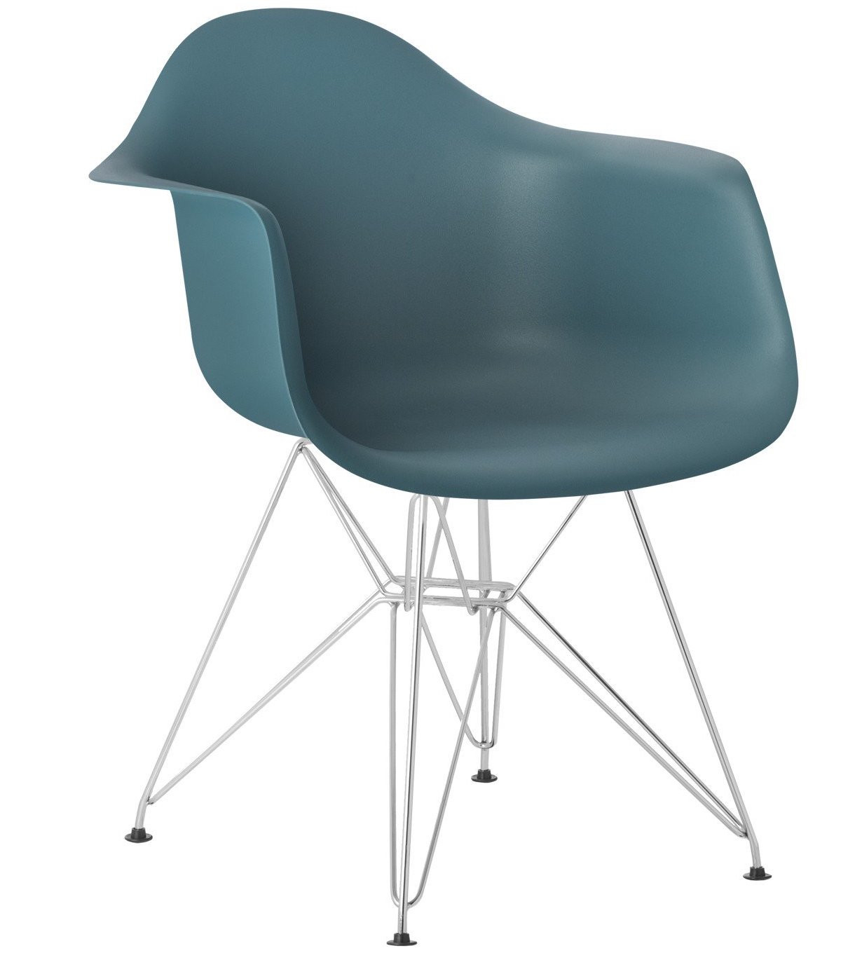 Chaise avec accoudoirs polypropylène bleu turquoise mate et pieds acier ...