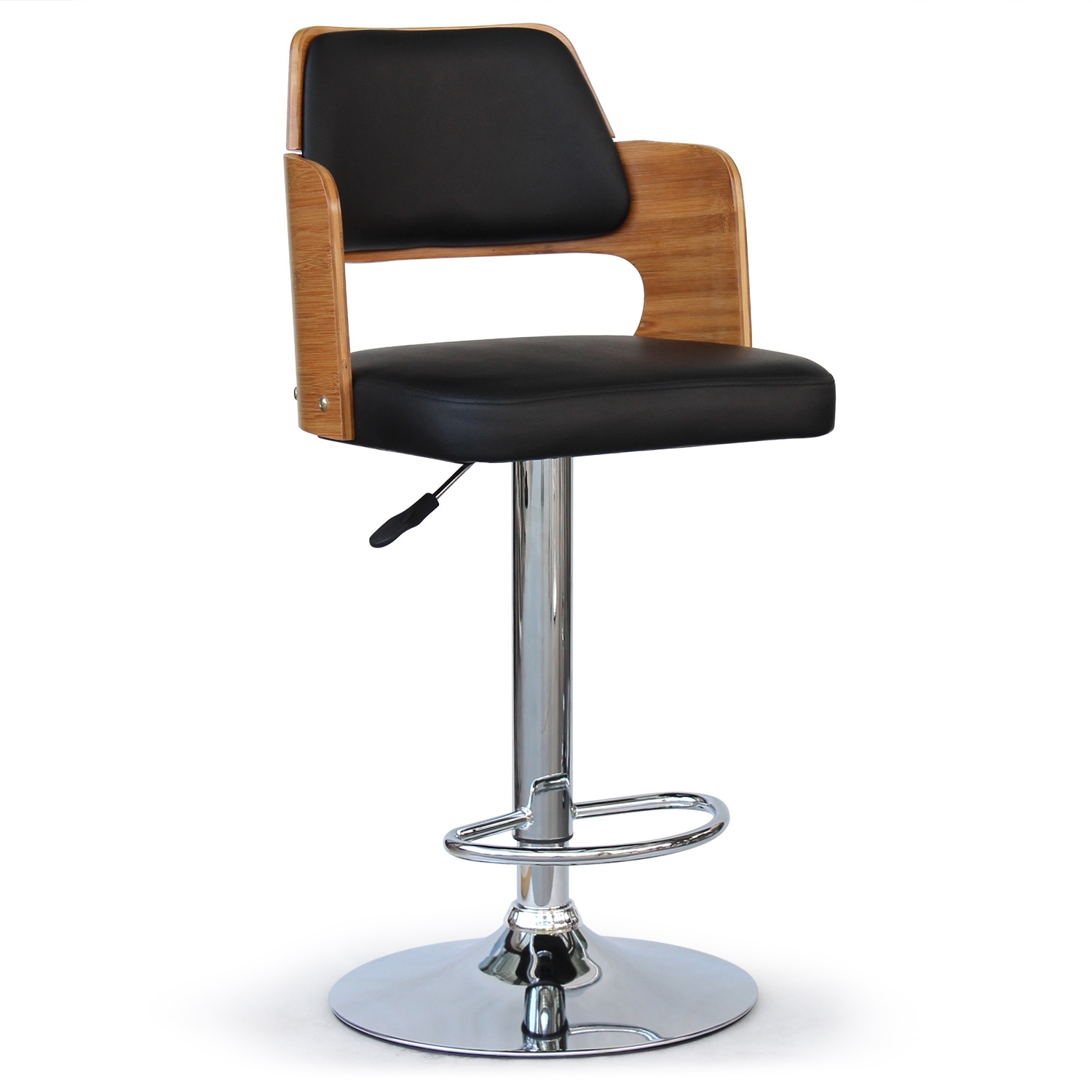 Chaise de bar Bois Naturel et Noir Jade | LesTendances.fr