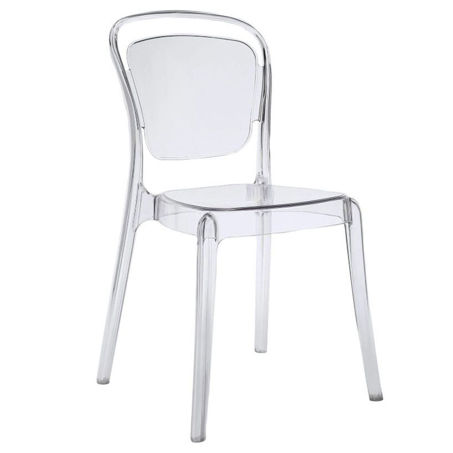 Chaise empilable PVC transparent fumé Millie - Lot de 4 | LesTendances.fr