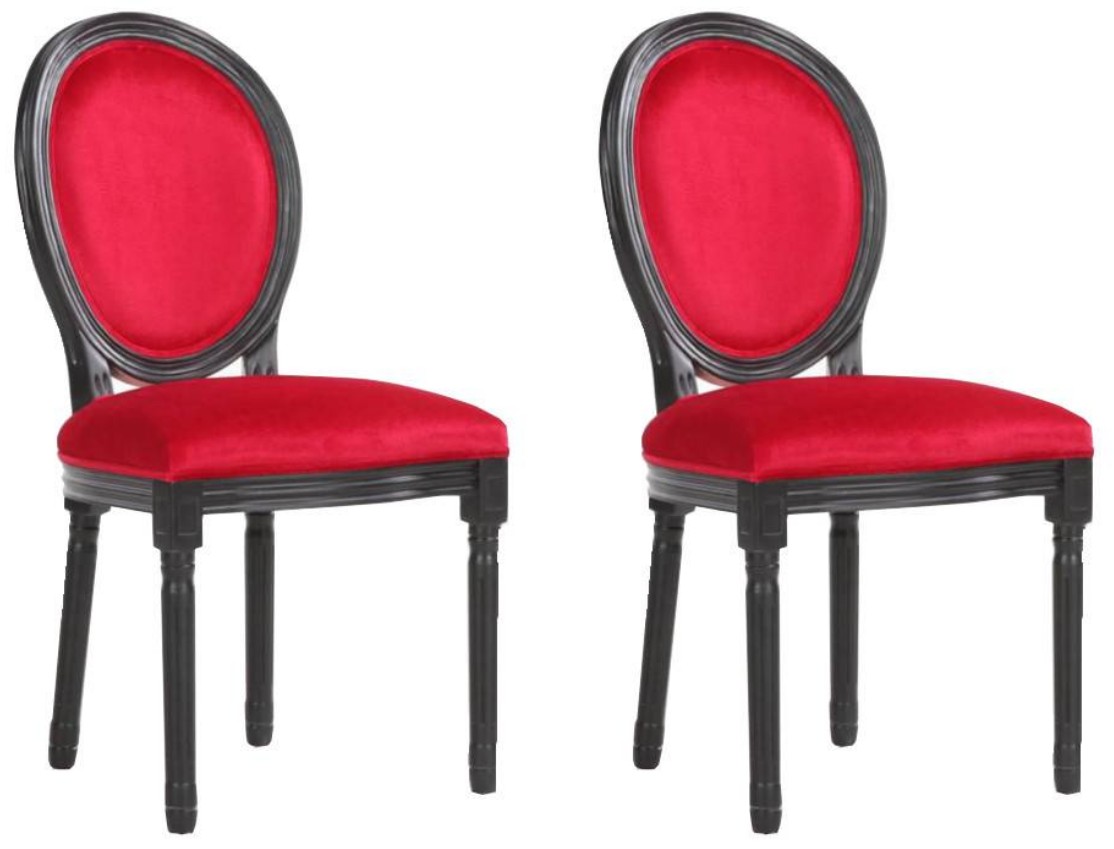 Chaise médaillon velours rouge et pieds hêtre massif Dia - Lot de 2 ...