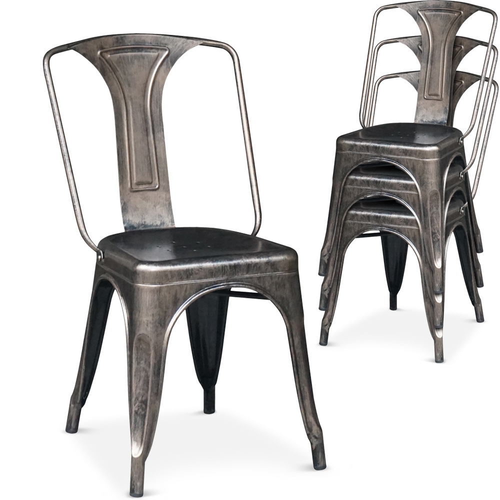 Chaise métal Bronze métal Brinx - Lot de 4 | LesTendances.fr