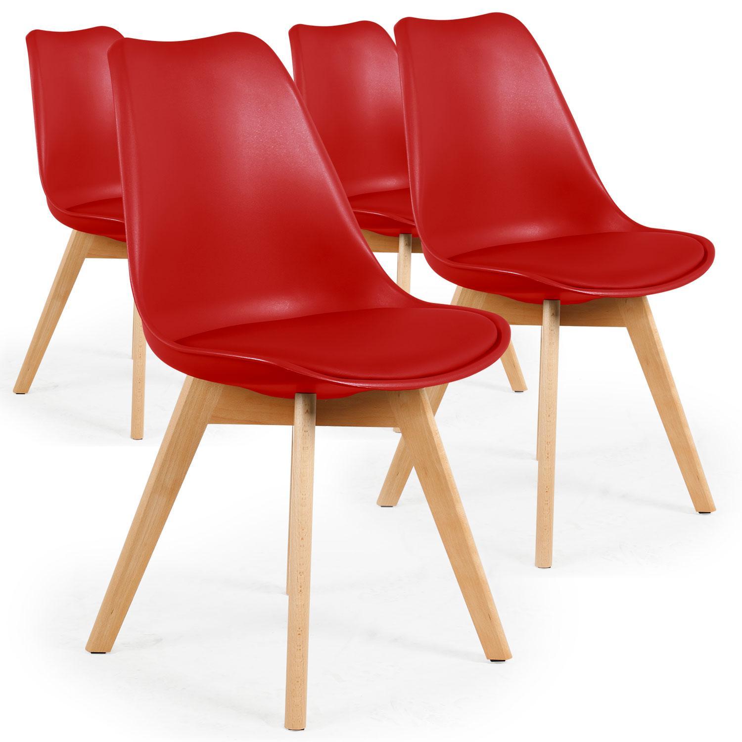 Chaise nordique Simili Rouge Kovi - Lot de 4 | LesTendances.fr