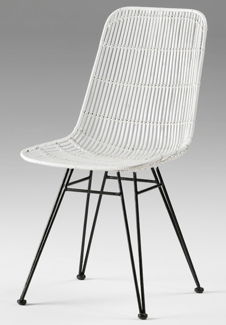 Chaise osier et pieds métal blanc Gael | LesTendances.fr