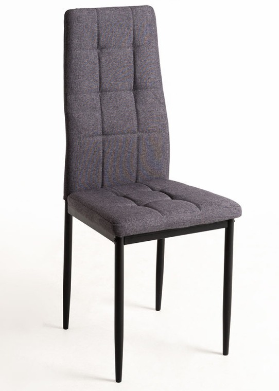 Les Tendances - Chaise tissu gris foncé capitonné et pieds acier noir ...
