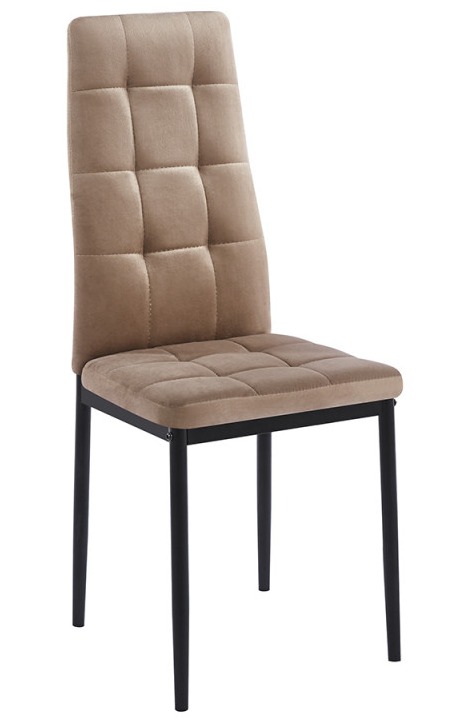 Chaise velours marron clair capitonné et pieds acier noir Kentor ...
