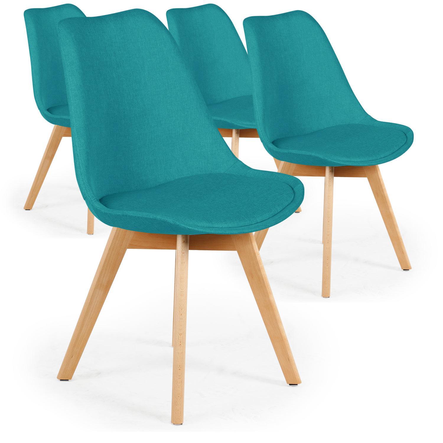 Chaises nordique Tissu Turquoise Kovi - Lot de 4 | LesTendances.fr