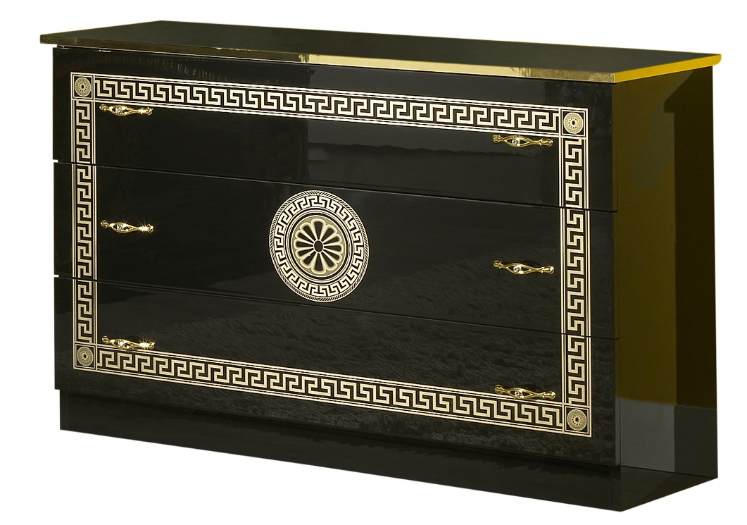 Les Tendances - Commode newserena noir doré 3 tiroirs | LesTendances.fr