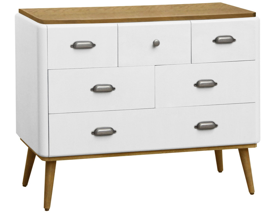 Commode 6 tiroirs bois blanc et clair Haziel | LesTendances.fr