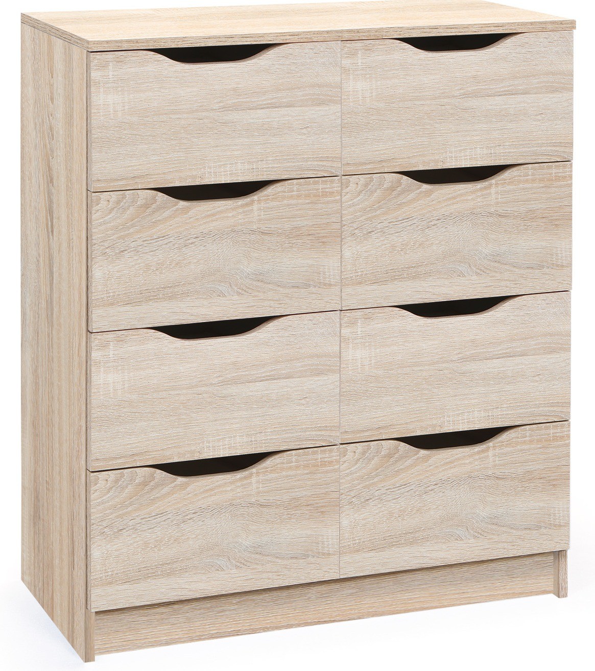 Commode 8 tiroirs bois chêne clair Bokus 80 cm | LesTendances.fr