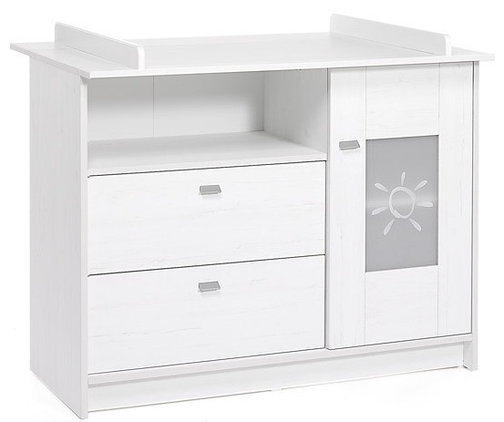 Geuther - Commode à langer 2 tiroirs 1 porte blanc Sol | LesTendances.fr
