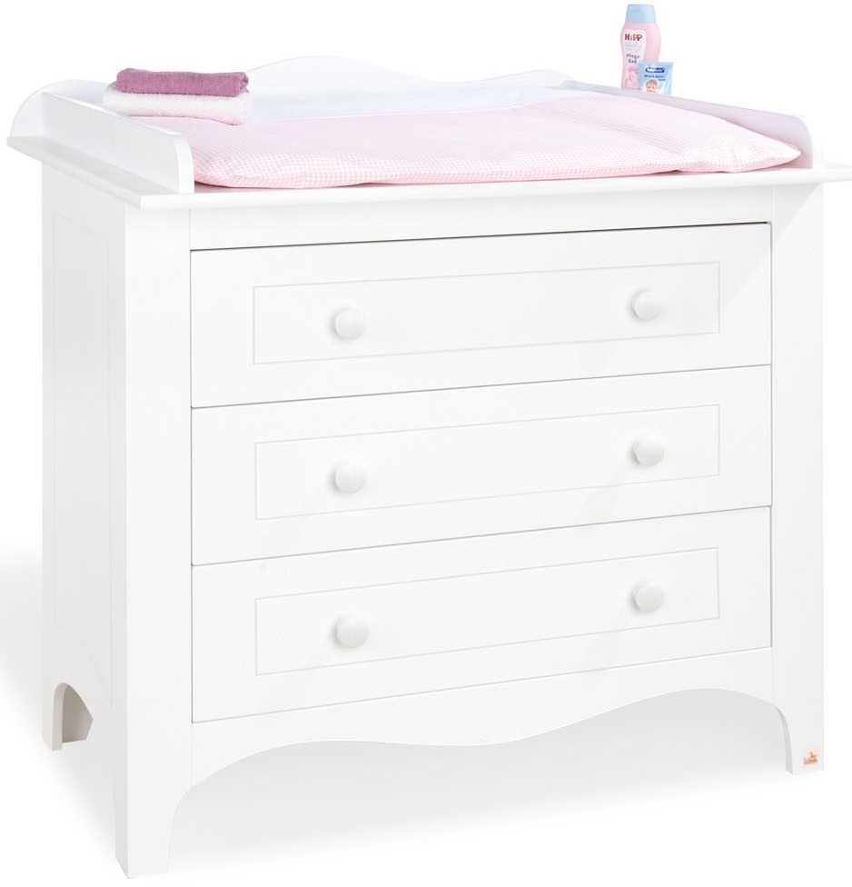 Commode à langer 3 tiroirs bois laqué blanc Fleur | LesTendances.fr