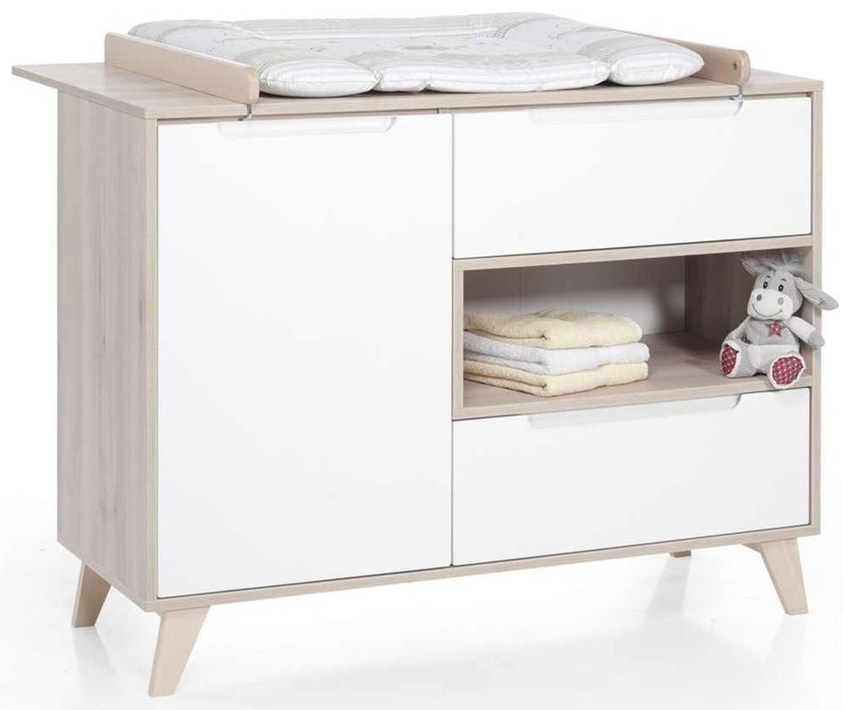 Commode à langer naturelle et blanche Mette | LesTendances.fr