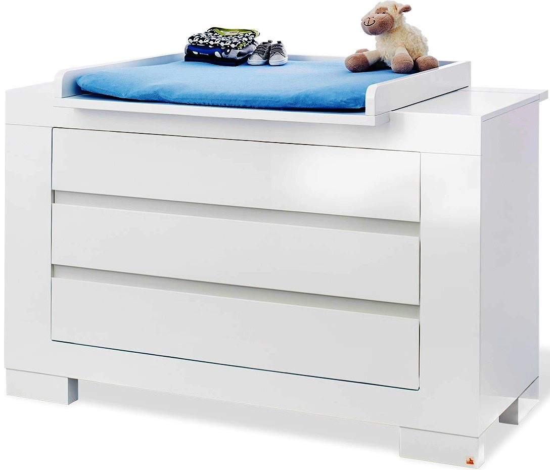 Commode bébé avec plan à langer large laquée blanche Sky | LesTendances.fr