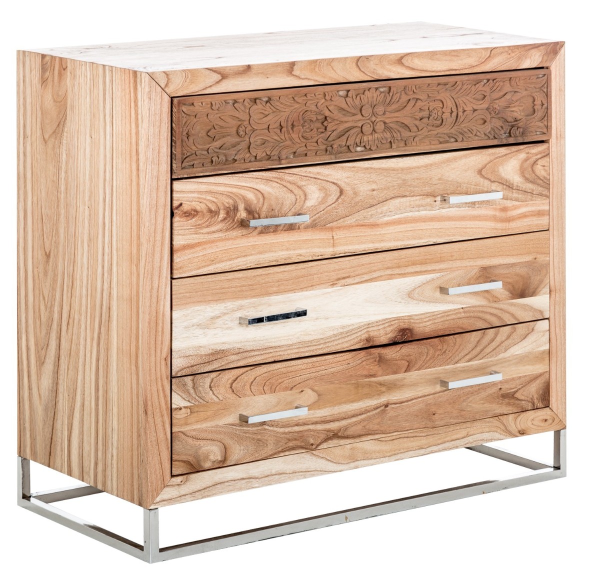 Commode bois massif de mindy naturel et acier Lina | LesTendances.fr