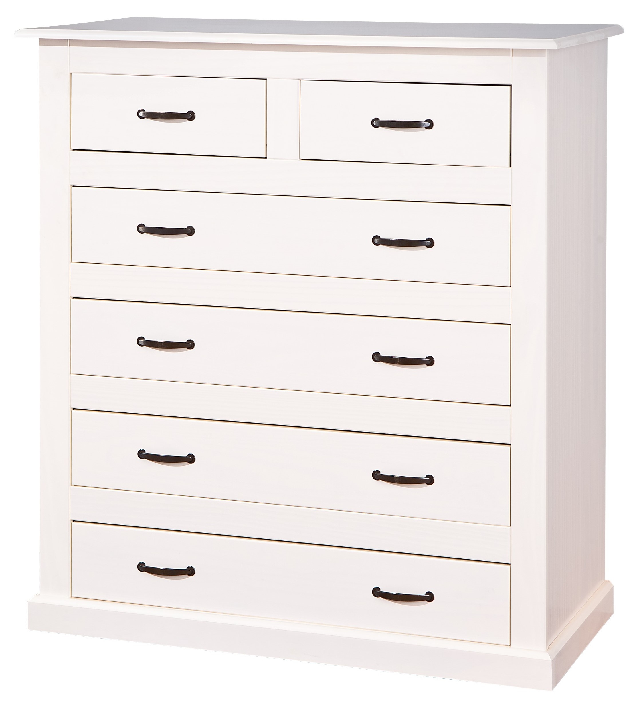 Commode haute 6 tiroirs pin massif blanc Caly | LesTendances.fr
