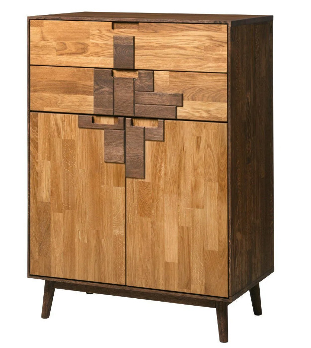 Les Tendances - Commode haute en chêne massif naturel et marron 2 ...