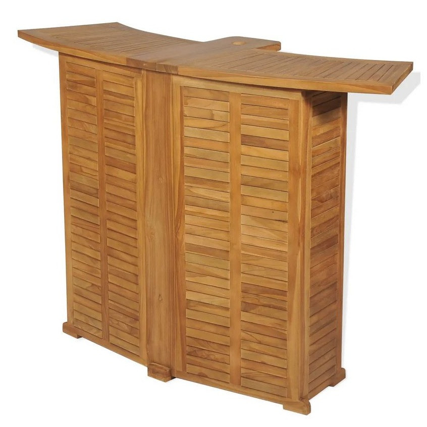 Comptoir de bar pliable teck massif clair Aqual | LesTendances.fr