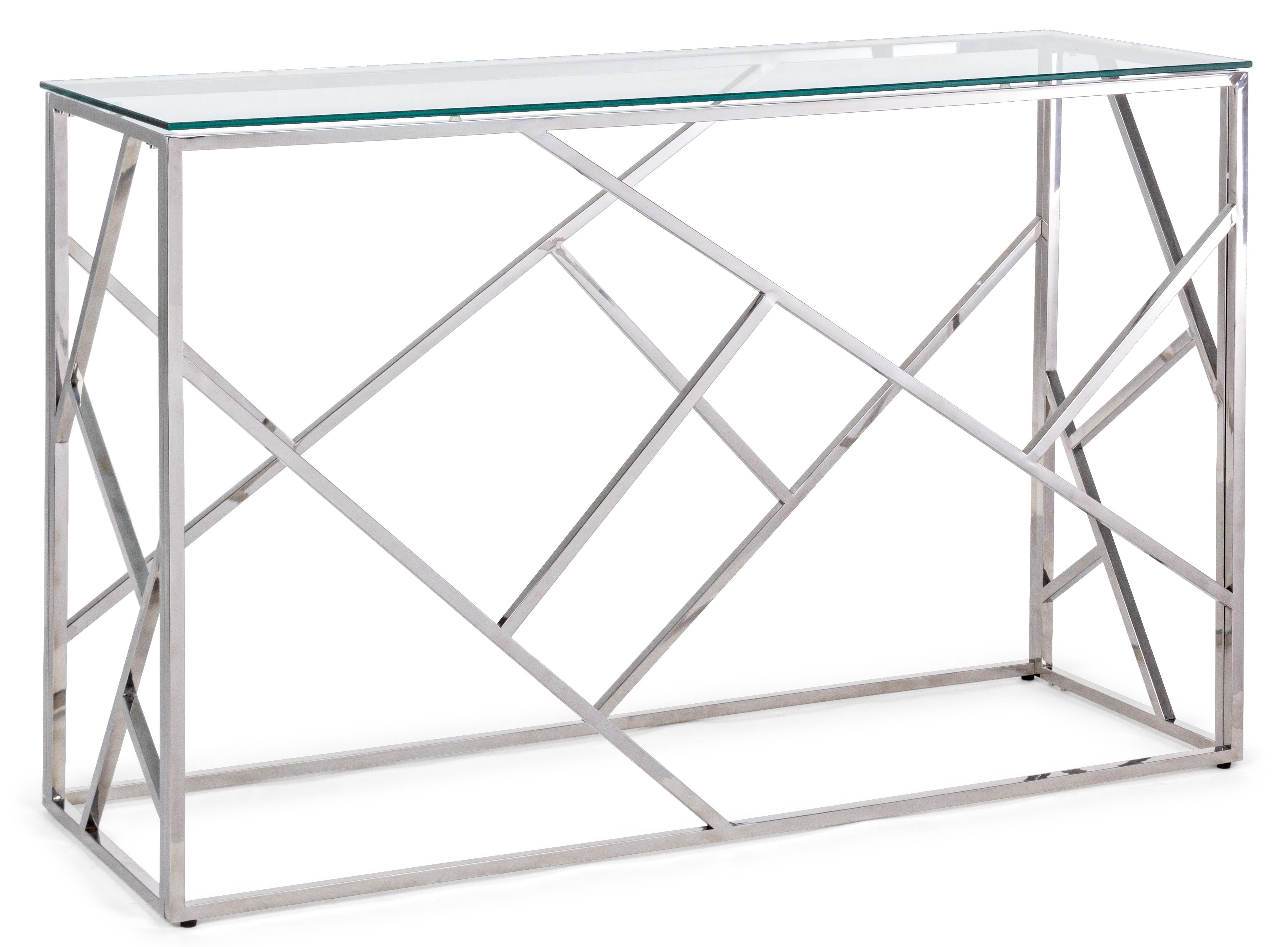 Console en verre trempé et pieds en acier Rani L 120 cm | LesTendances.fr