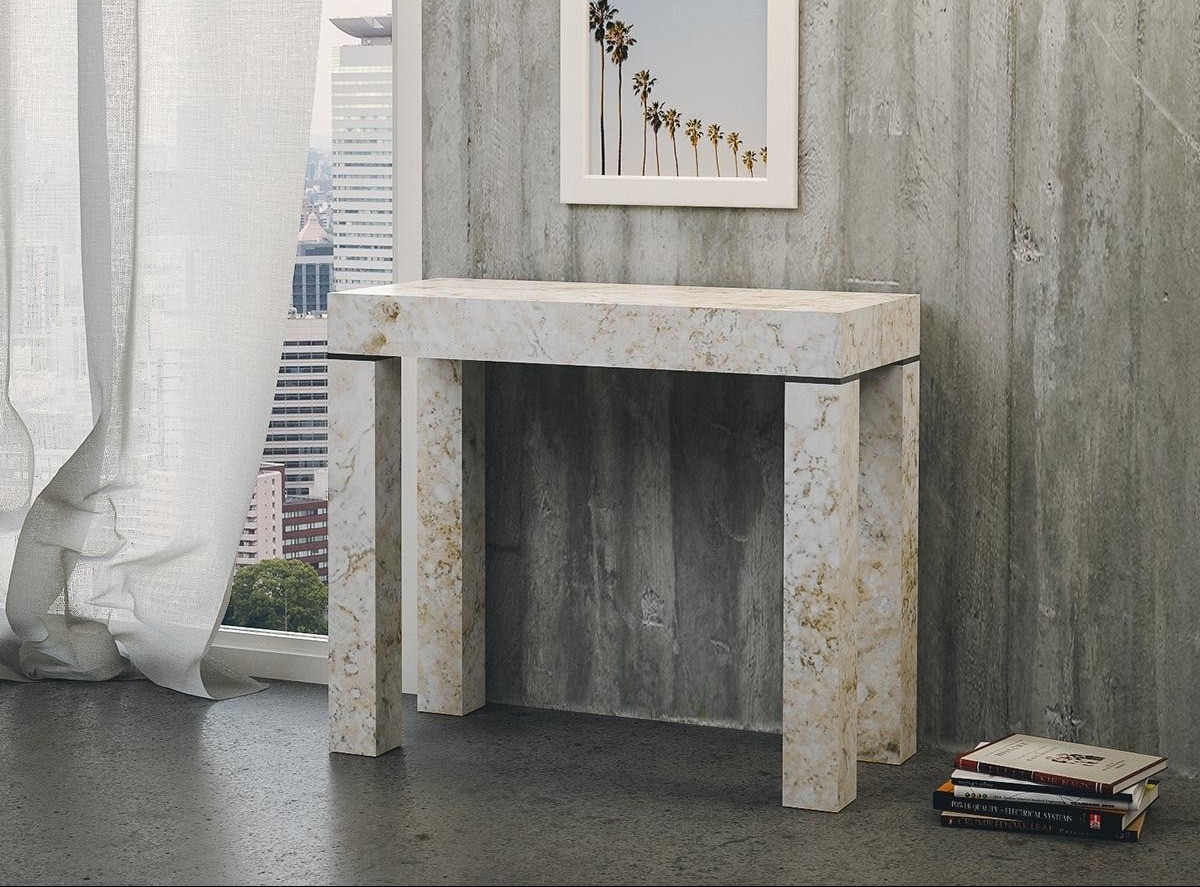 Tozani - Console extensible blanc effet pierre 14 personnes 40 à 300 cm ...