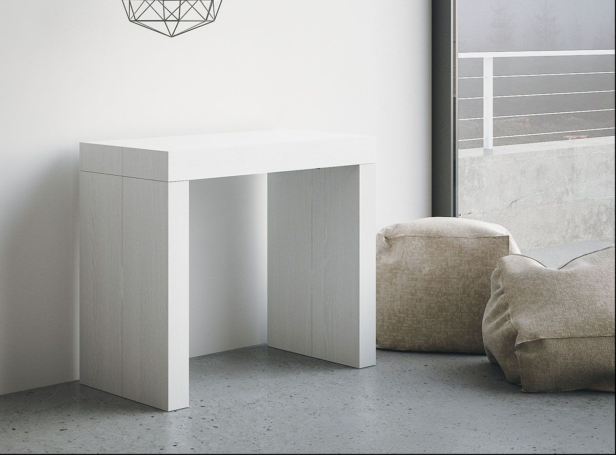 Tozani - Console extensible blanche 14 personnes 45 à 295 cm Tiana ...