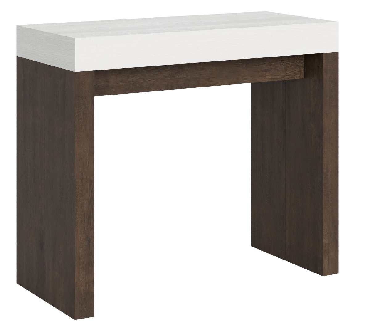 Tozani - Console Roxell Mix noyer Plateau Pieds Frêne Blanc | LesTendances.fr