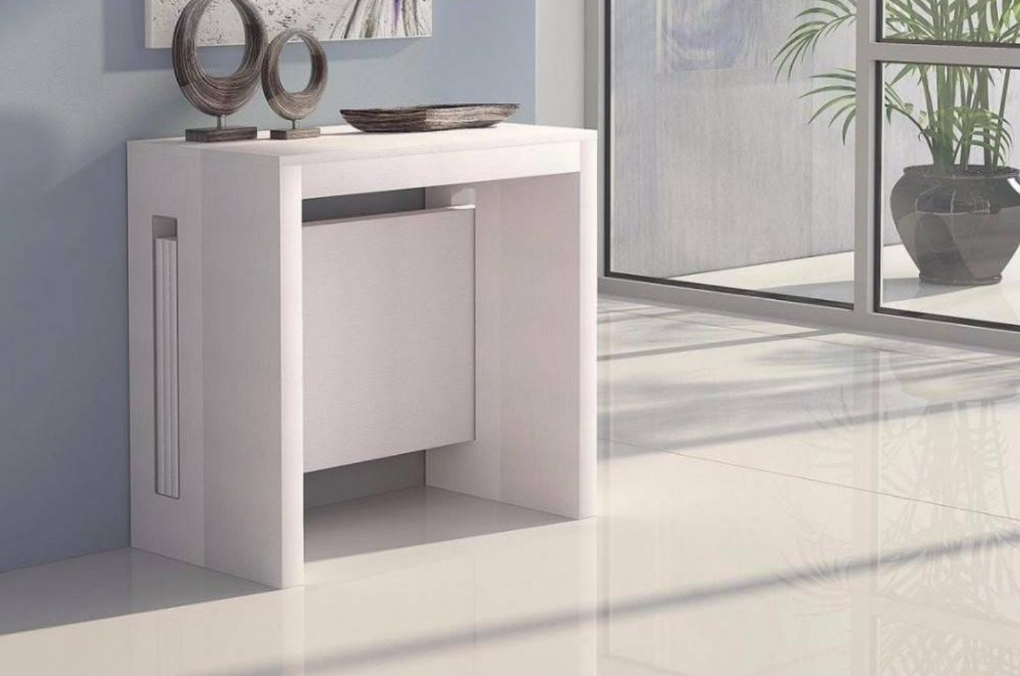 Console extensible bois blanc 45 à 180 cm - 8 personnes Allias ...