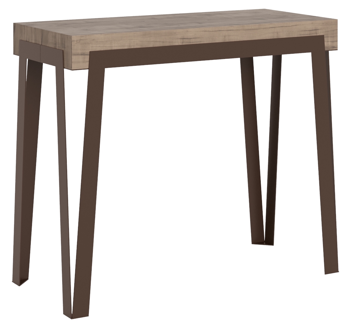 Tozani - Console extensible bois clair et pieds métal marron 14 ...