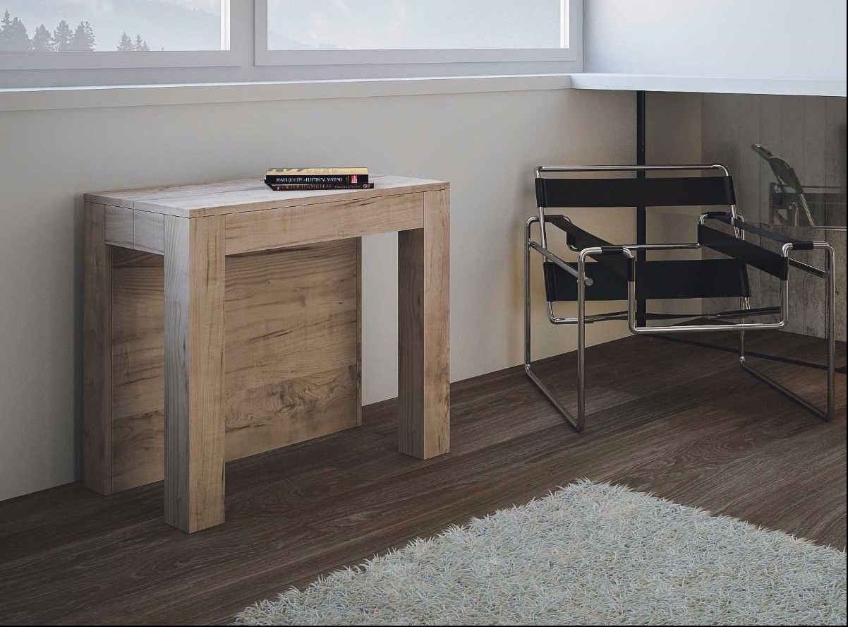 Tozani - Console extensible chêne naturel 14 personnes 48 à 300 cm Bira ...