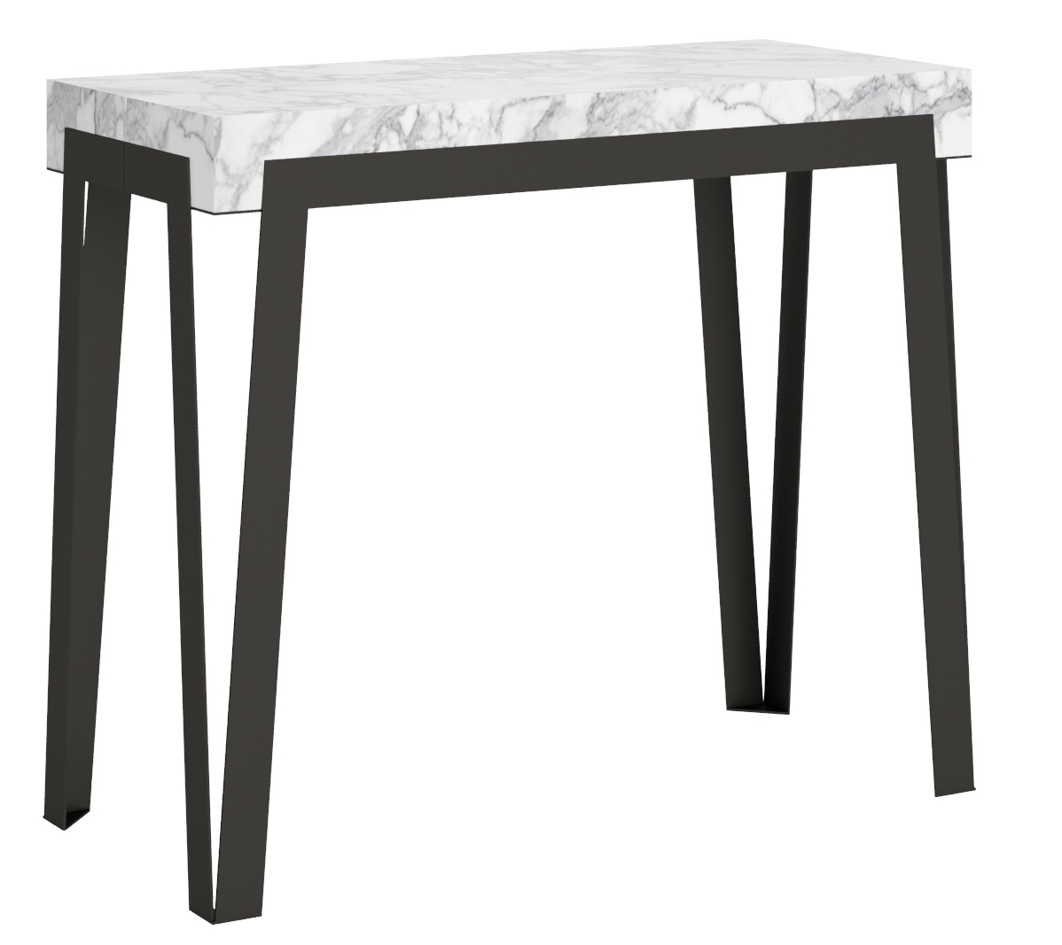 Tozani - Console extensible design blanc effet marbre et gris foncé 12 ...