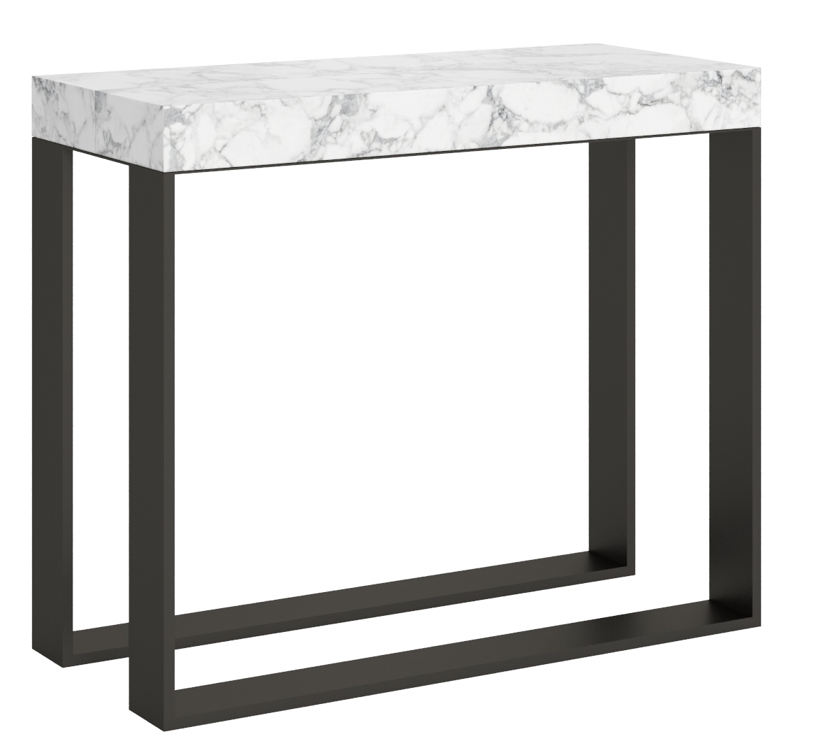 Tozani - Console extensible effet marbre blanc et pieds métal ...