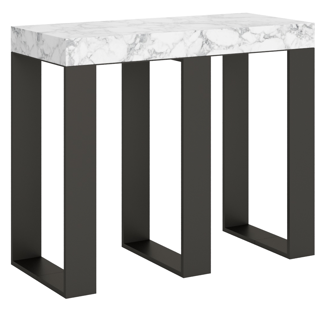 Tozani - Console extensible effet marbre blanc et pieds métal ...