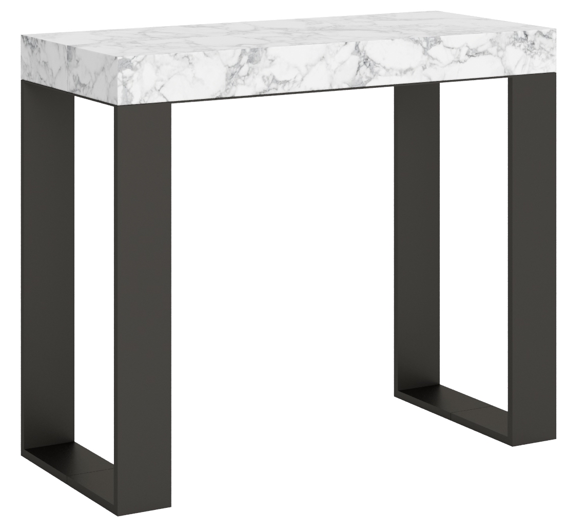 Tozani - Console extensible effet marbre blanc et pieds métal ...