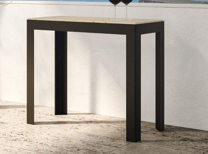 Tozani - Console extensible pin massif clair et pieds métal anthracite ...