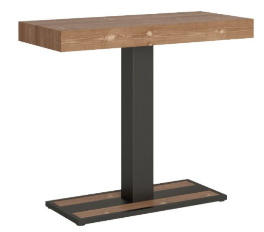 Tozani - Console extensible pin massif teinté foncé et pieds métal ...