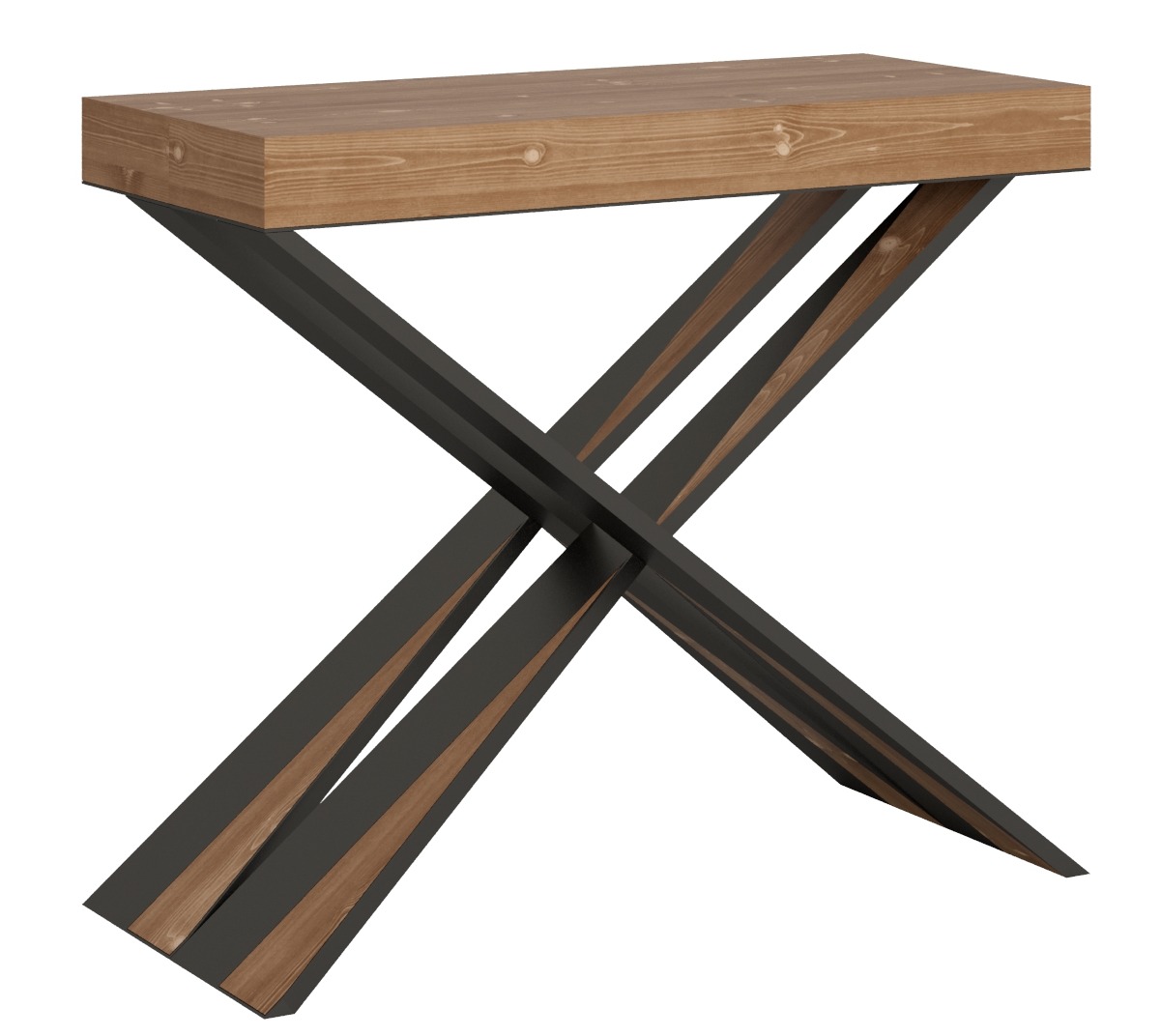 Tozani - Console extensible sapin massif foncé et pieds métal ...