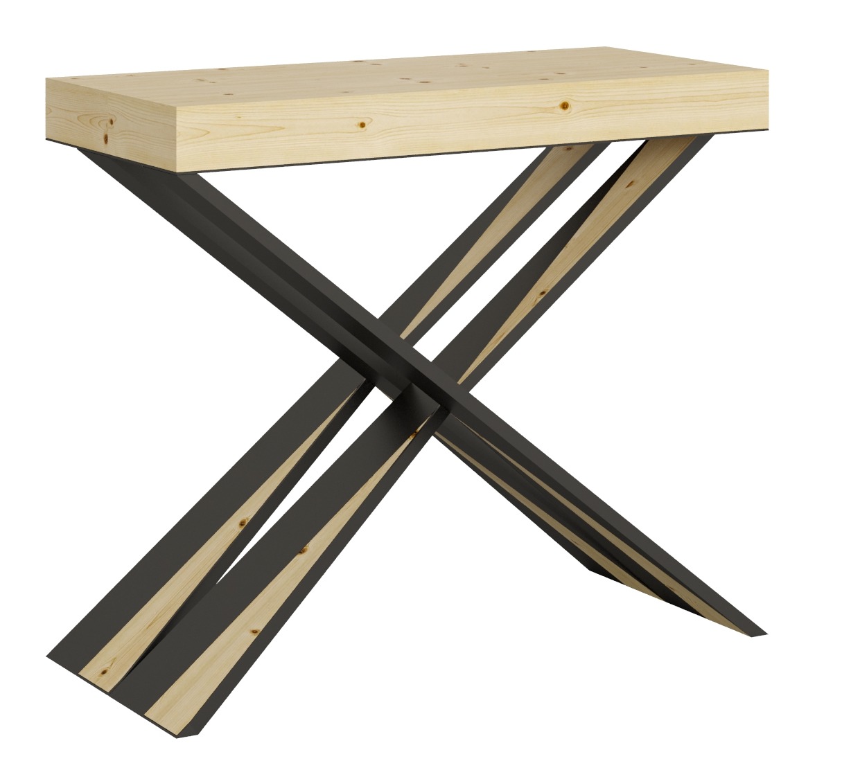 Tozani - Console extensible sapin massif clair et pieds métal ...