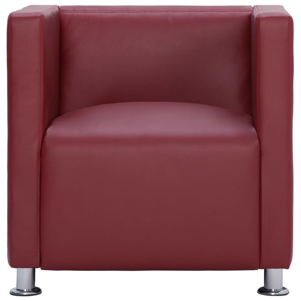 Fauteuil cube Rouge bordeaux Similicuir | LesTendances.fr