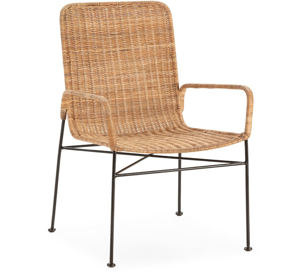 Fauteuil design en osier naturel et pieds métal noir DRIZO– intérieur ...