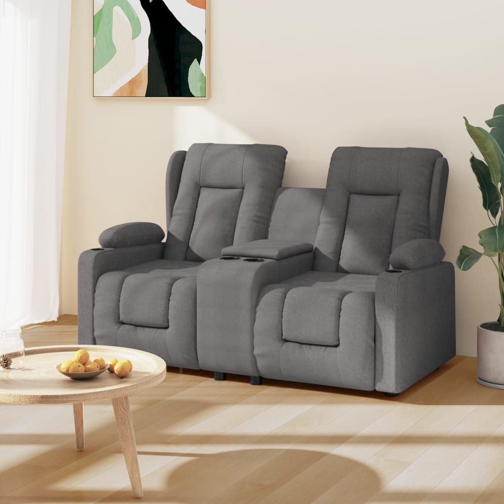 Home - Fauteuil inclinable et porte-gobelets 2 places Gris clair Tissu ...