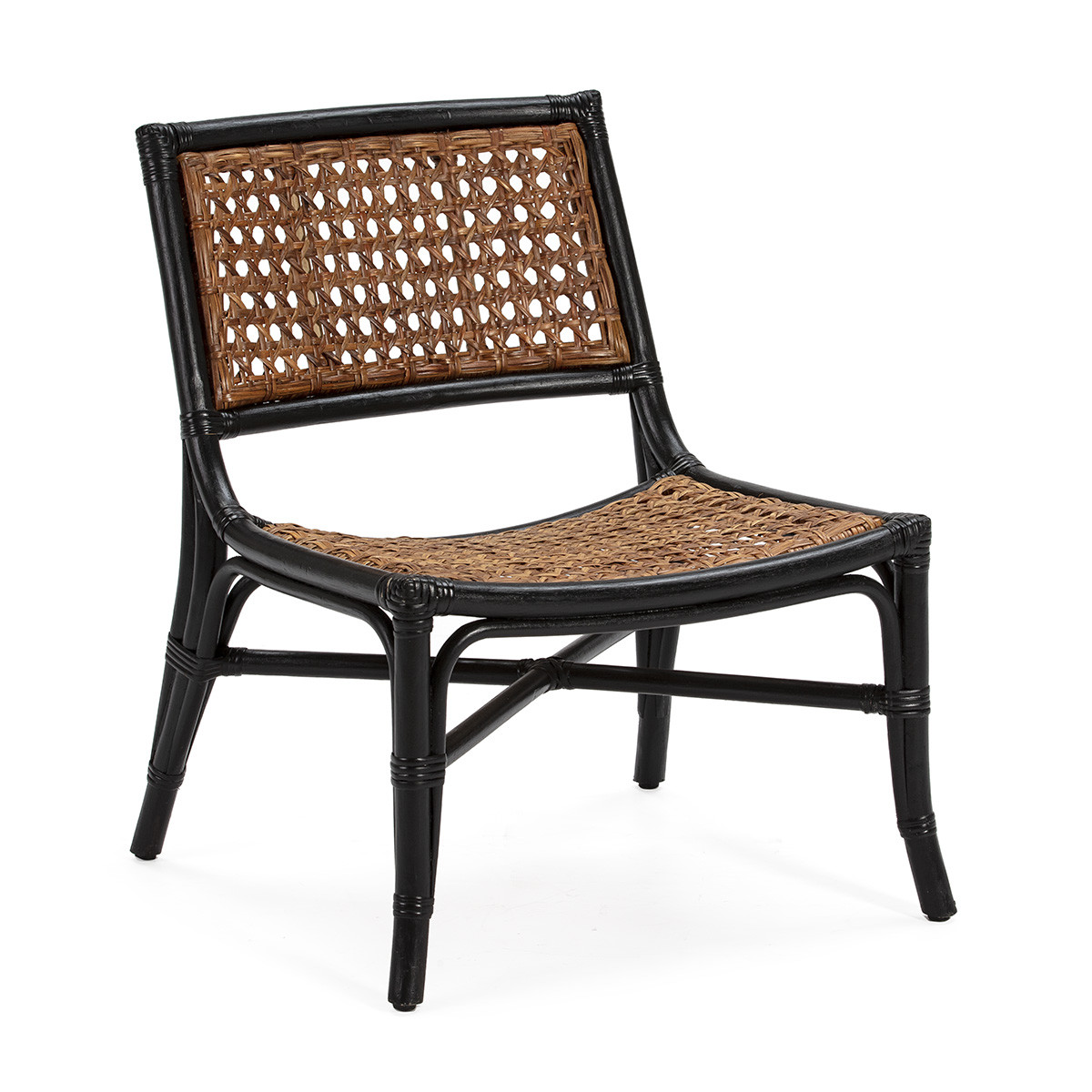 Fauteuil osier naturel et bois noir Rama | LesTendances.fr