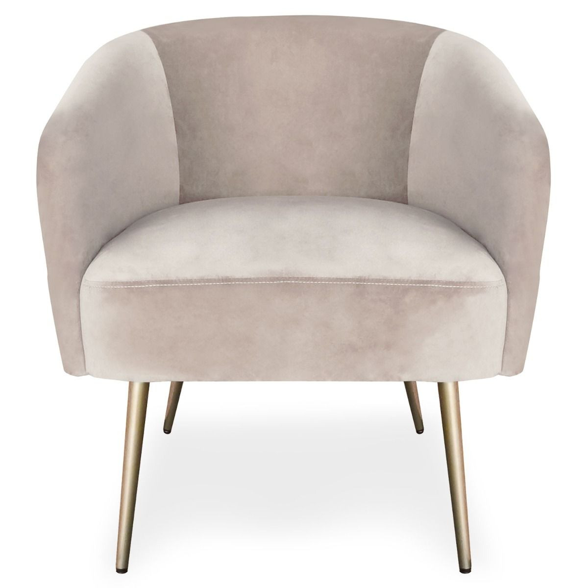 Fauteuil velours taupe et pieds métal doré Goldy | LesTendances.fr