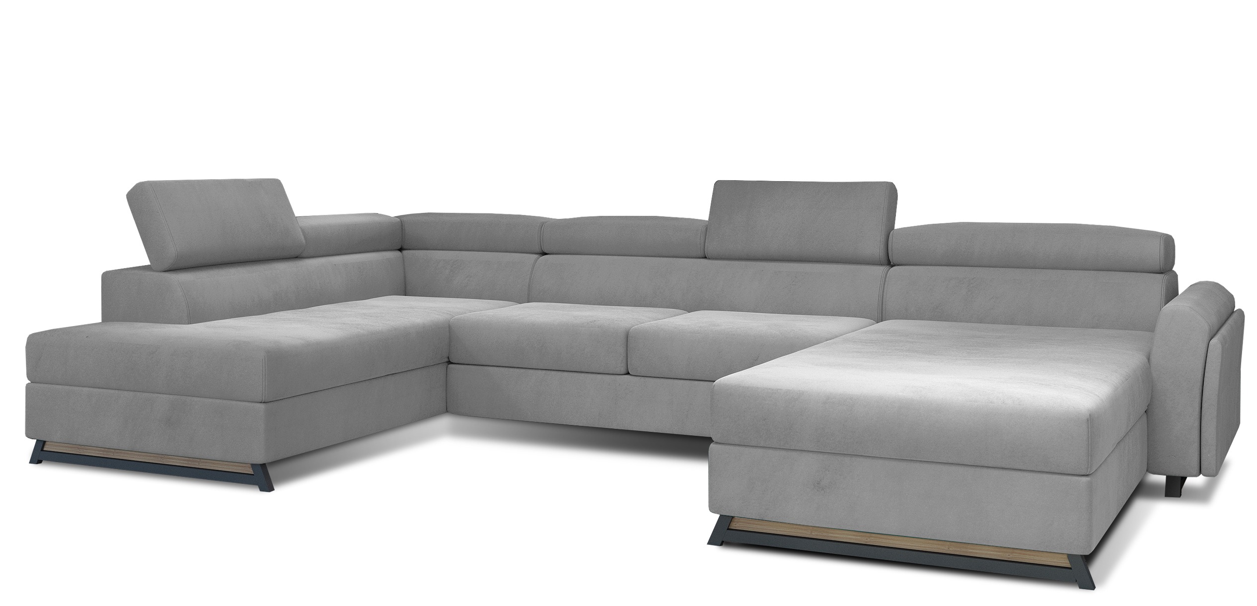 canapé panoramique josette velours gris clair | LesTendances.fr